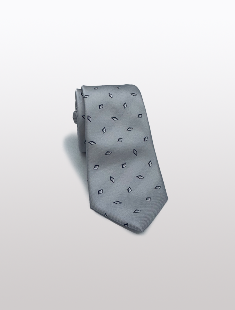 Silver with Blue Diamond Motif Patterned Tie – Karako Suits