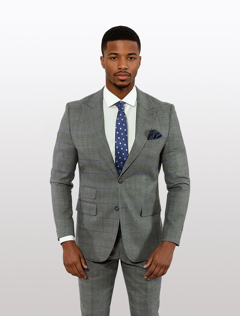 FUBU Grey Blue Suit – Karako Suits