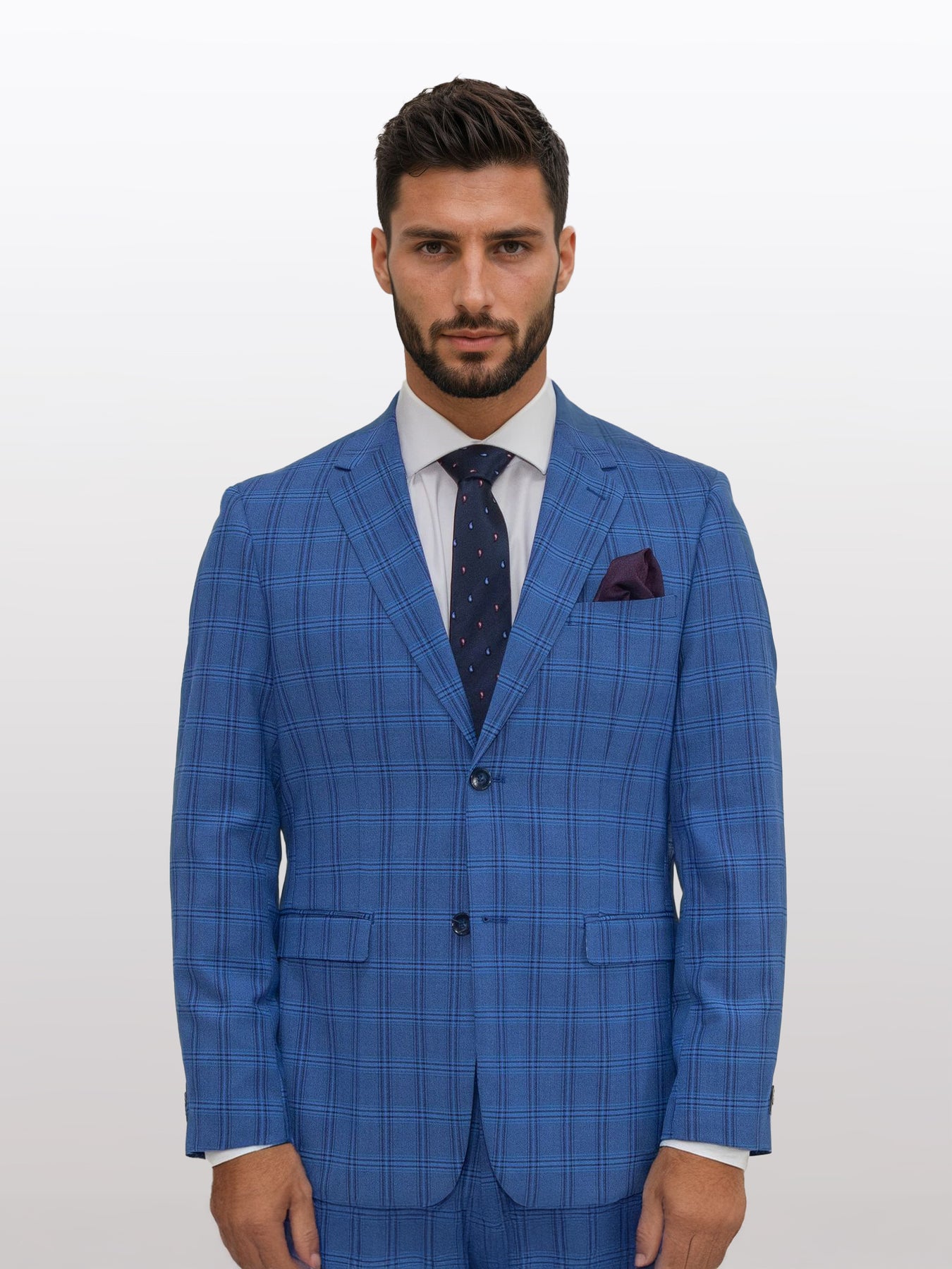 Men's Blue Windowpane Suit – Karako Suits