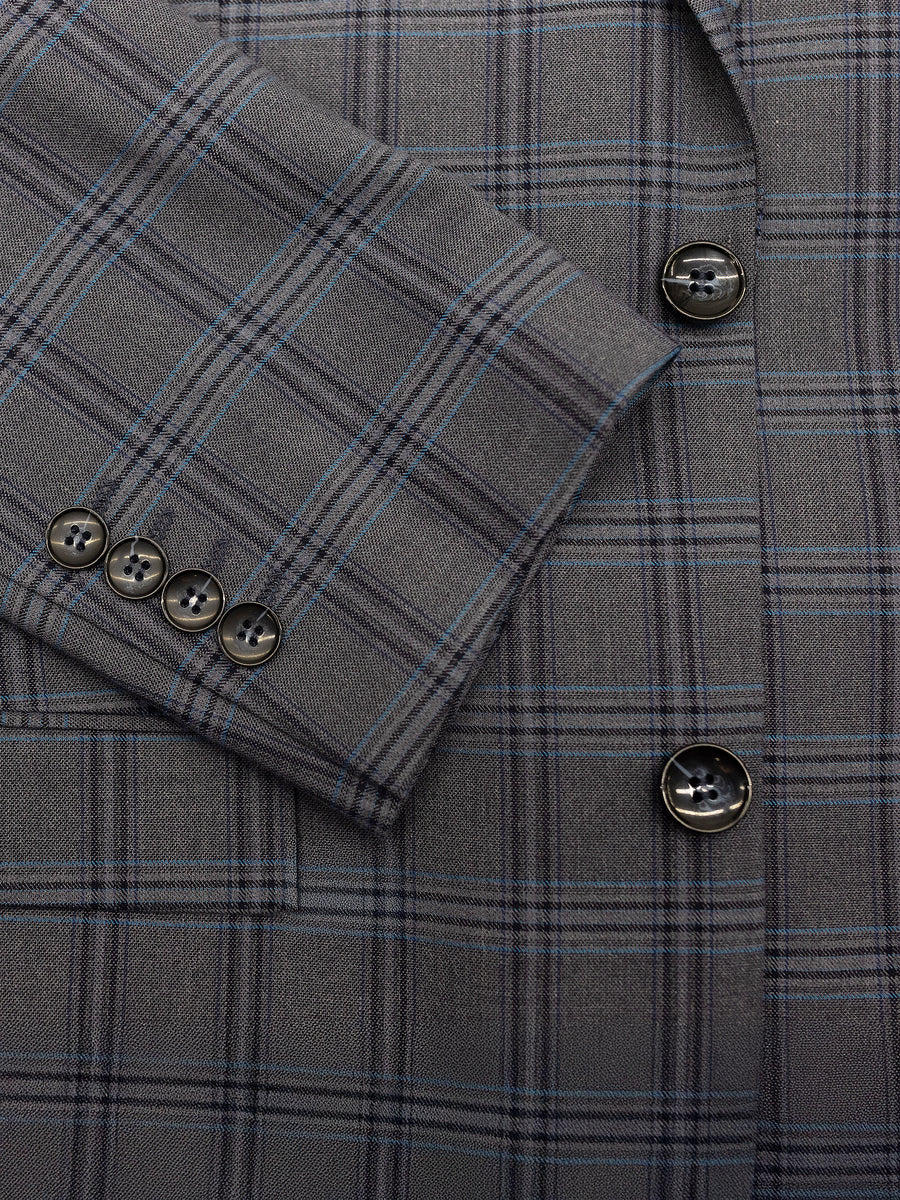 Men's Charcoal with Blue and Black Windowpane Slim Fit Suit – Karako Suits