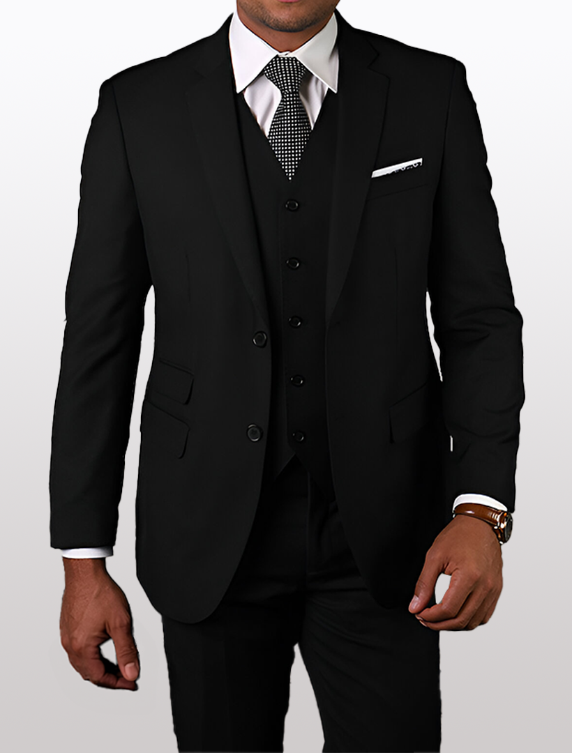 Men's Solid Black Suit – Karako Suits