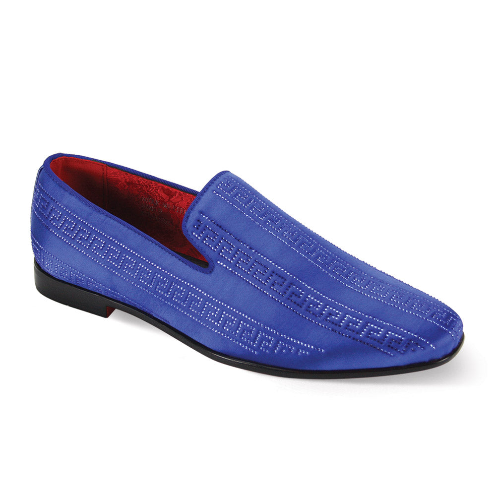 Men's Royal Blue Meander Pattern Slip-On Shoes – Karako Suits