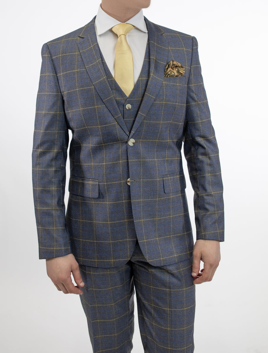 FUBU Grey Madras Vested Suit – Karako Suits
