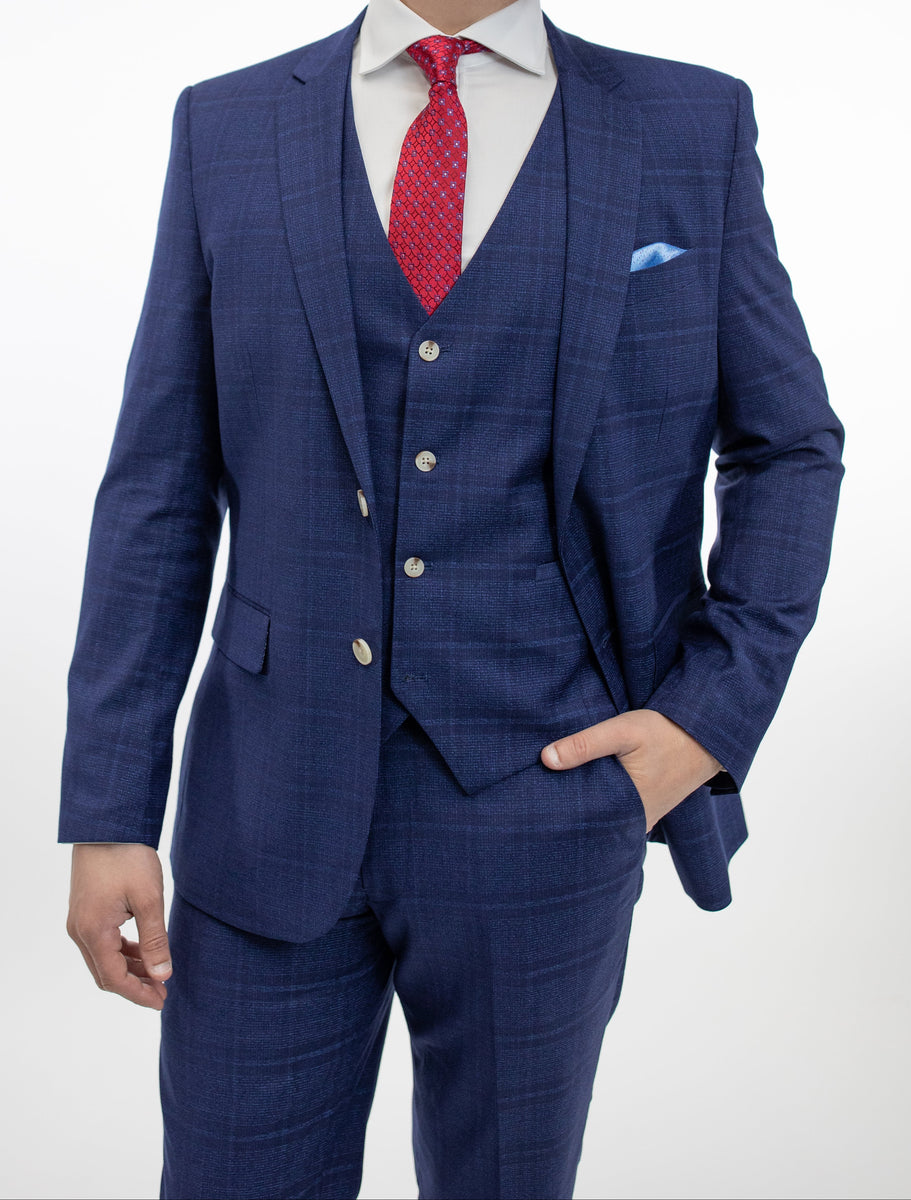 FUBU Blue Graphic Vested Suit – Karako Suits